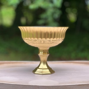 Gold Compote Bowl, Gold Compote Vase, Pedestal Vase, Wedding ...