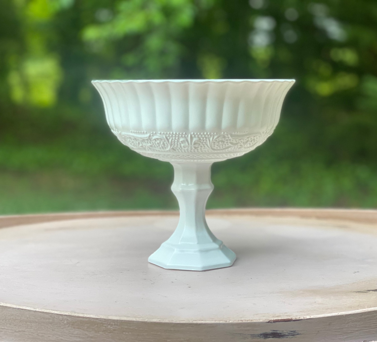 White Compote Bowl, White Compote Vase, Pedestal Vase, Wedding ...