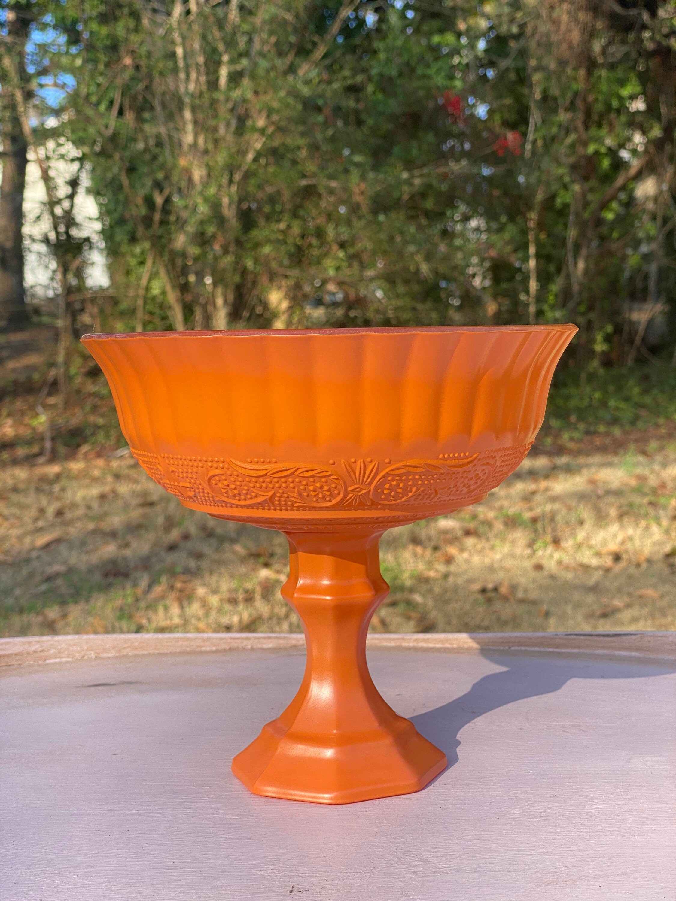 Burnt Orange Compote Bowl, Burnt Orange Pedestal Vase, Wedding ...
