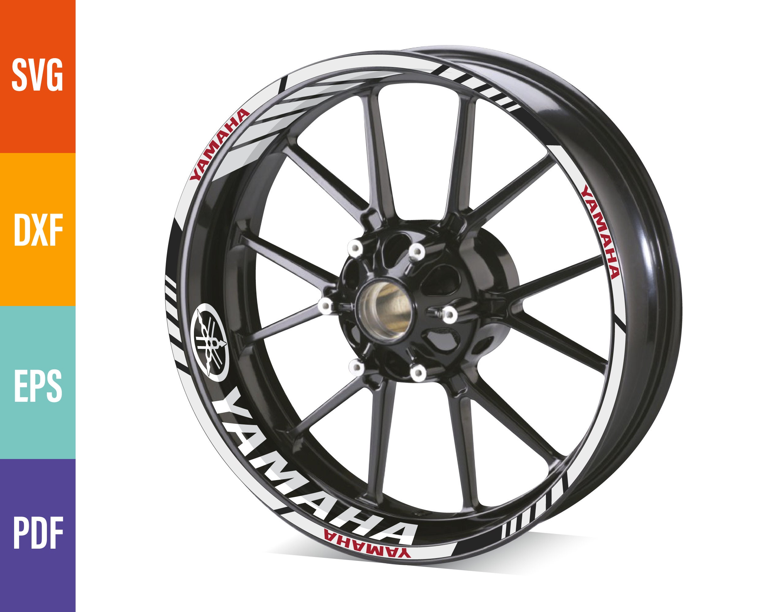 Digital Vector Svg, Dxf, Eps, Pdf. Wheel Rim Moto Yamaha Silhouette ...