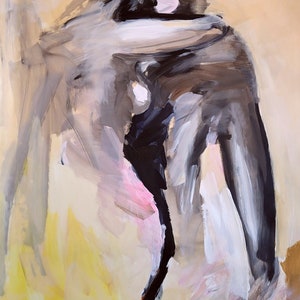 Male Female Embrace Print Couple Embrace Art Lovers Art Print in Pastel ...