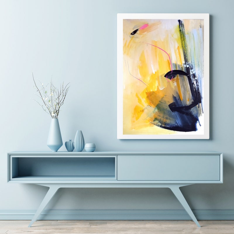 Yellow Abstract Art - Etsy