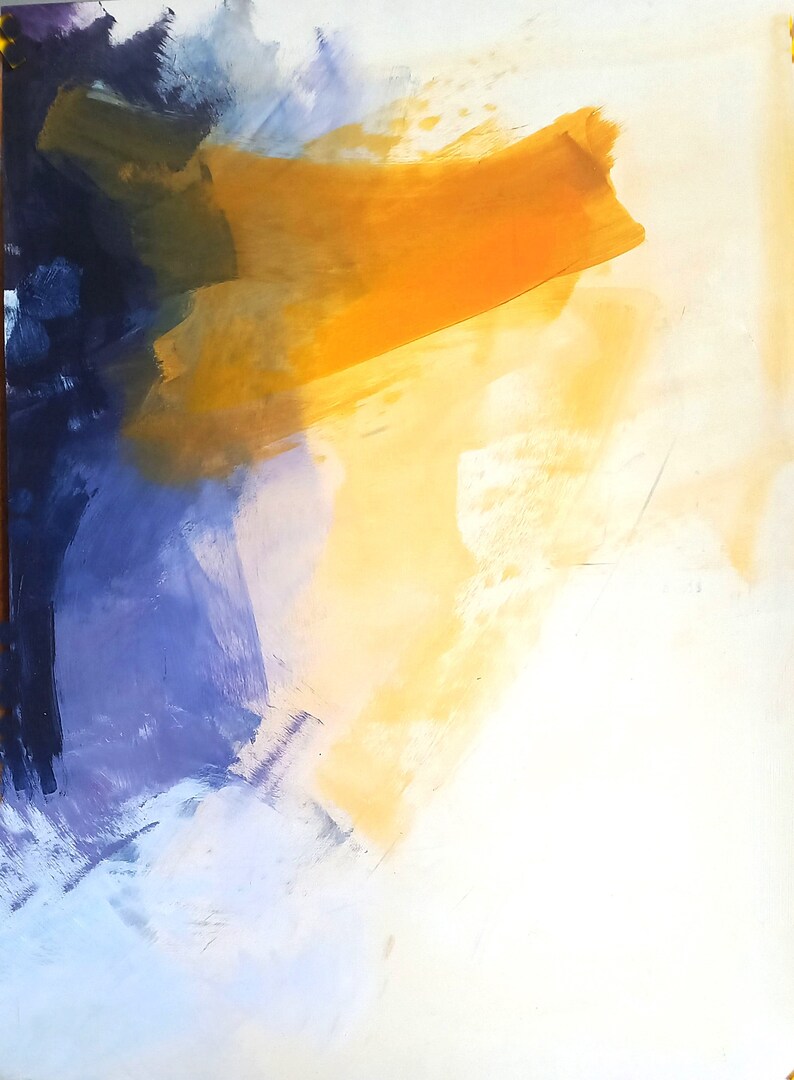 Abstract Painting on Paper Purple Blue and Orange Abstract Art - Etsy