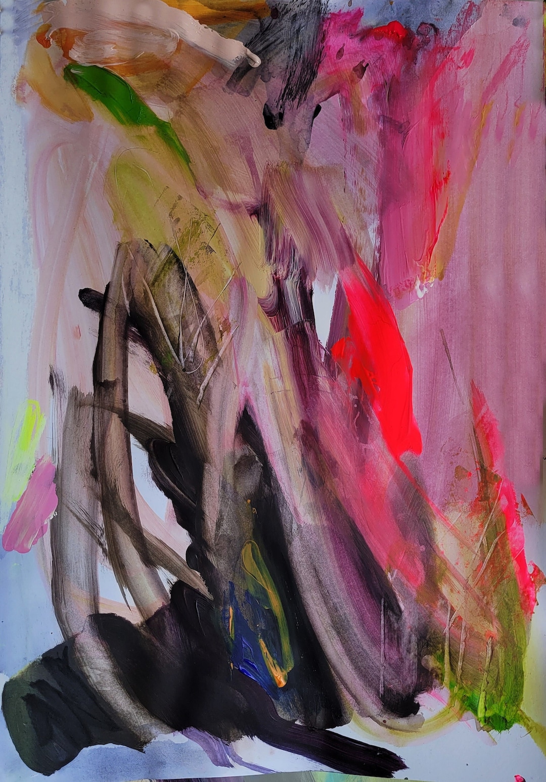 Neon Pink Abstract Painting Original Autumn Inspired Abstract on Paper ...