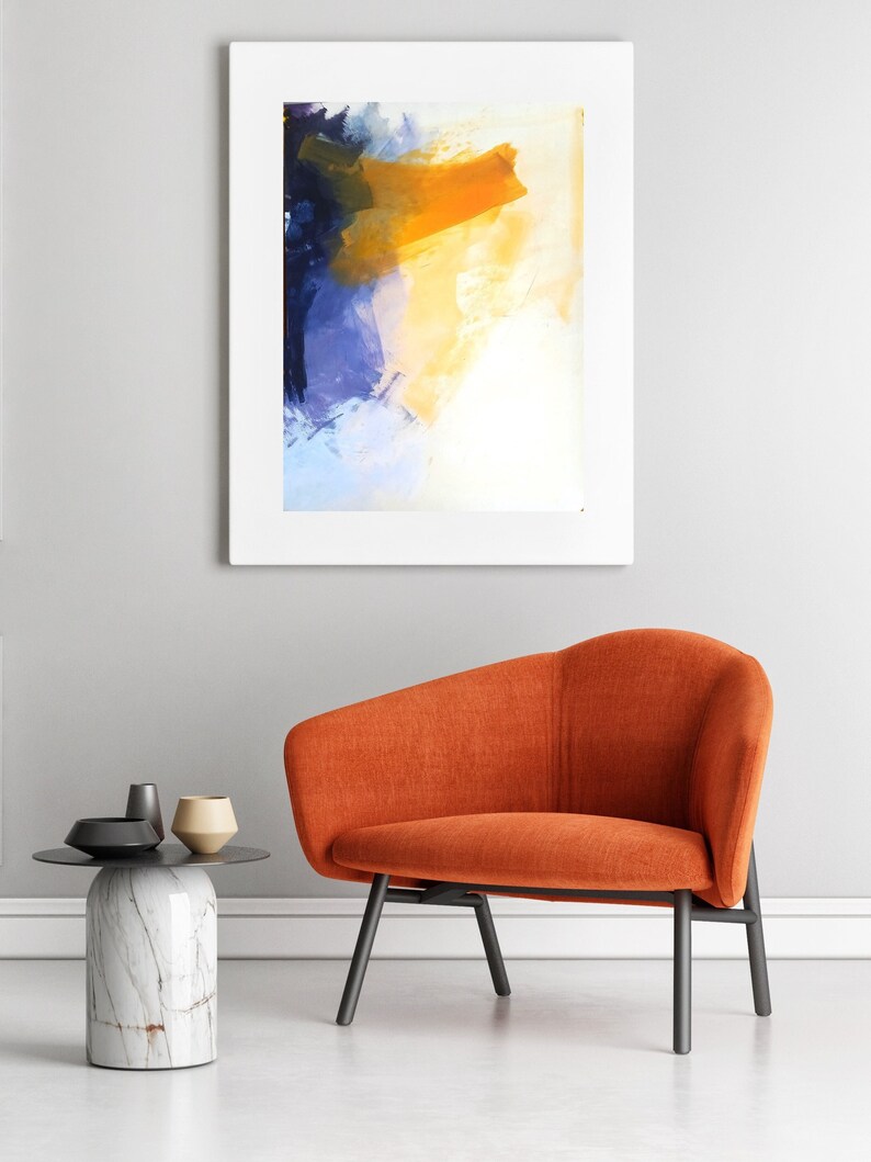 Abstract Painting on Paper Purple Blue and Orange Abstract Art - Etsy