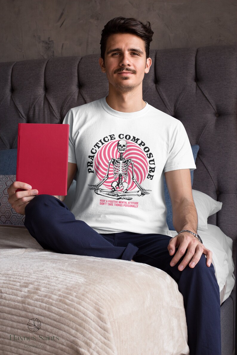 Practice Composure Human Skeleton Yoga Meditation Spiritual Vintage T ...