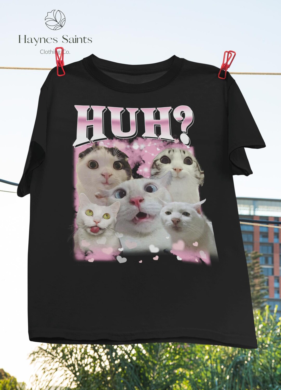 Huh Cat Vintage T-shirt, Unique Gift, Huh Meme Cat Shirt, Funny Cat ...