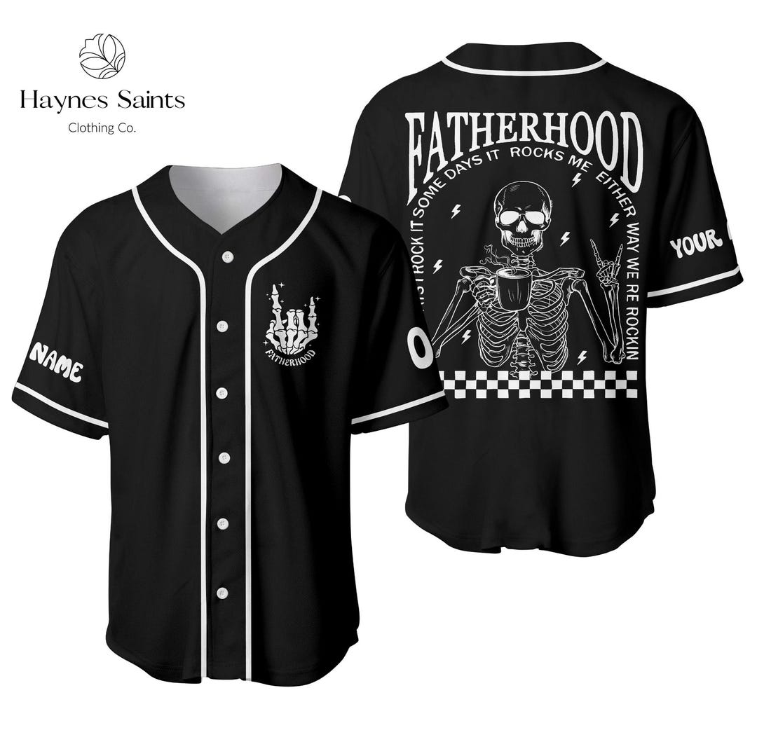 Fatherhood Custom Personalized Baseball Jersey, Baseball Dad Apparel ...