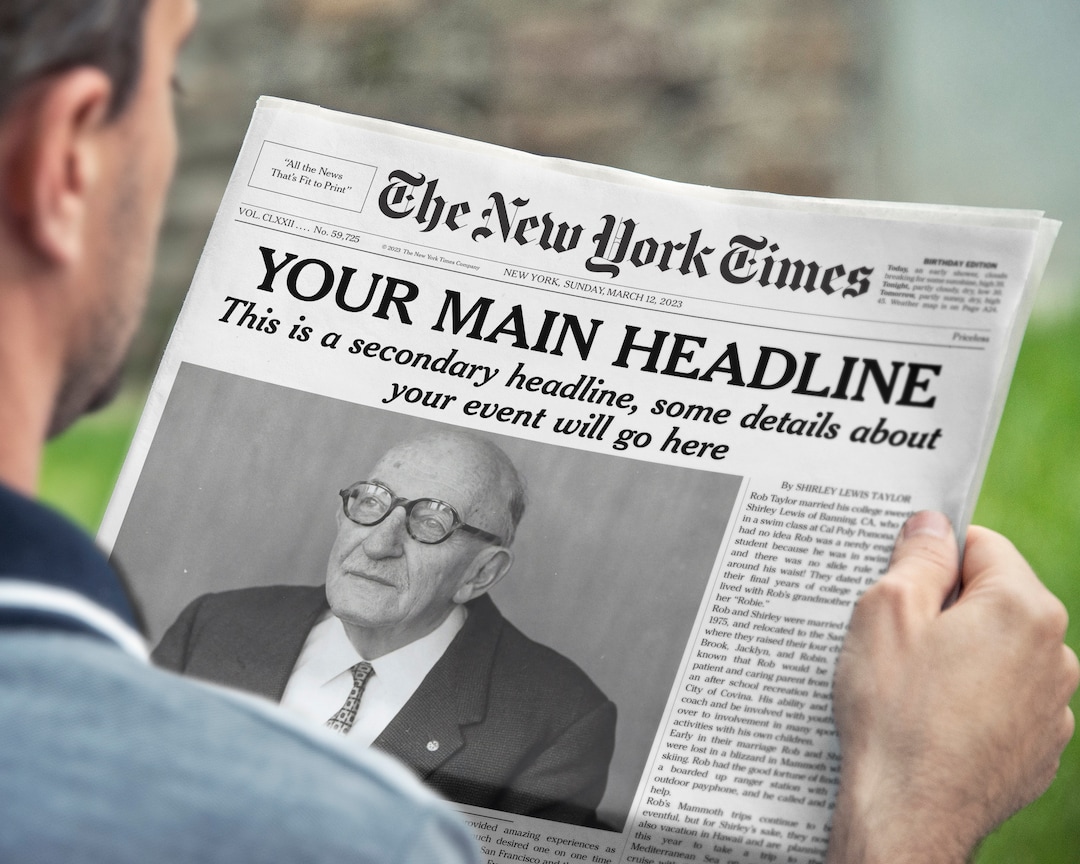 Custom Newspaper Page, Newspaper Template, Personalized Newspaper Page ...