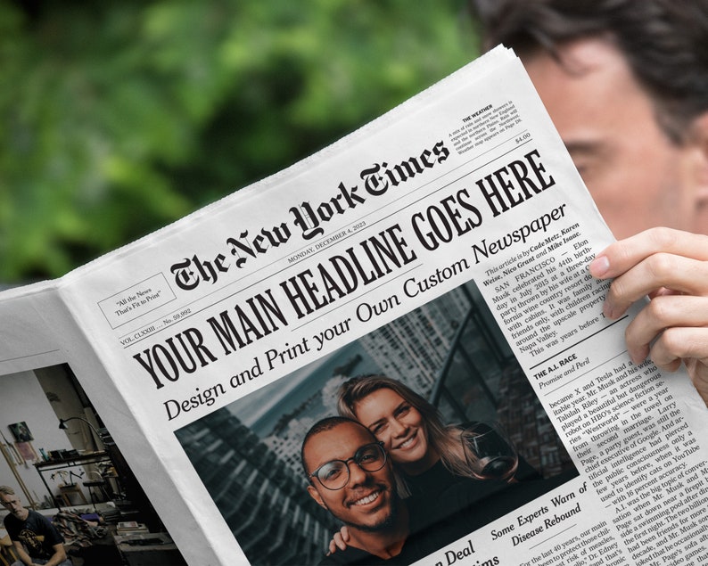 Custom Newspaper Page, Newspaper Template, Personalized Newspaper Page ...