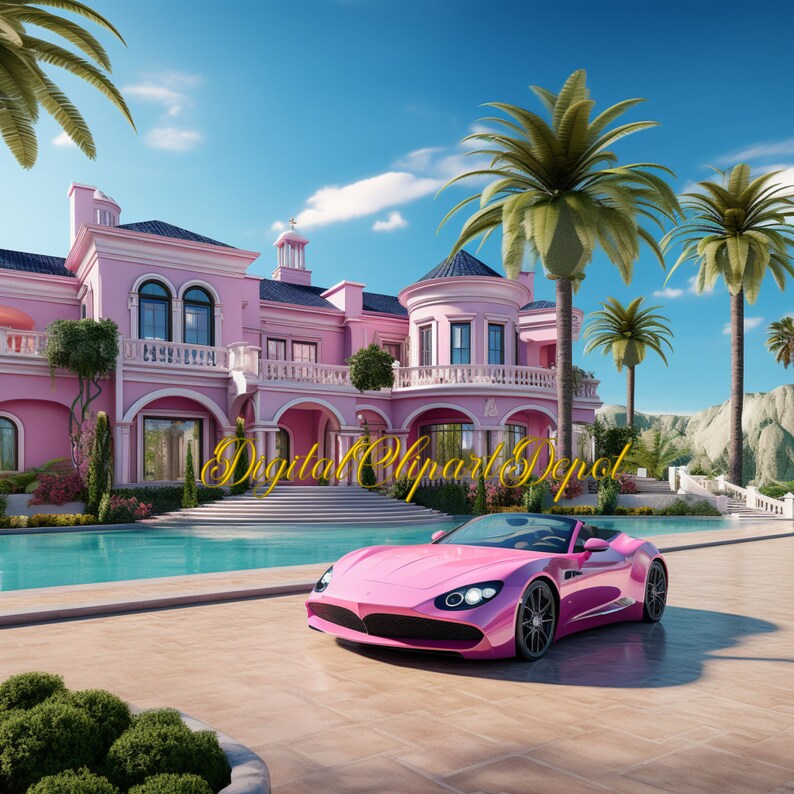 Barbie Movie Dreamhouse Backdrop Digital Backdrop Overlay - Etsy México