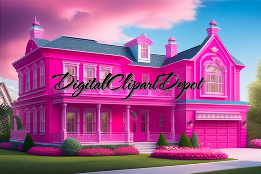 Pink Dream House Backdrop Dollhouse Digital Background - Etsy