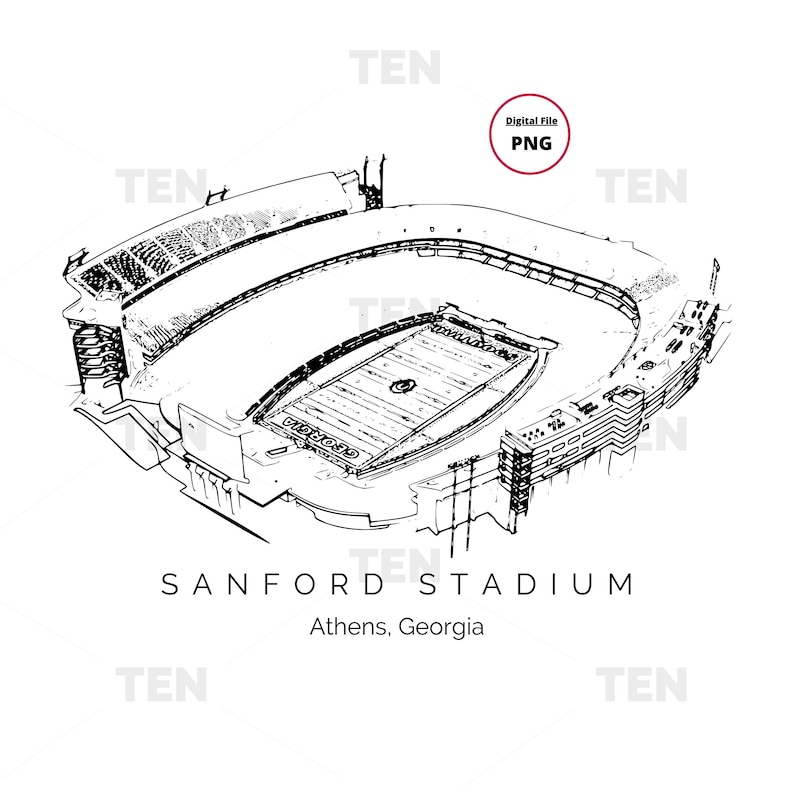 Sanford Stadium Athens Georgia Georgia Bulldogs PNG - Etsy