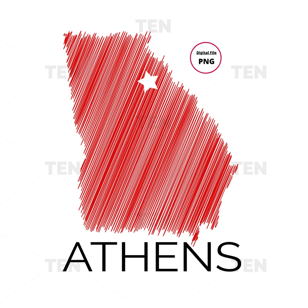 Athens Georgia State Sketch Map Sketch Digital Design PNG - Etsy