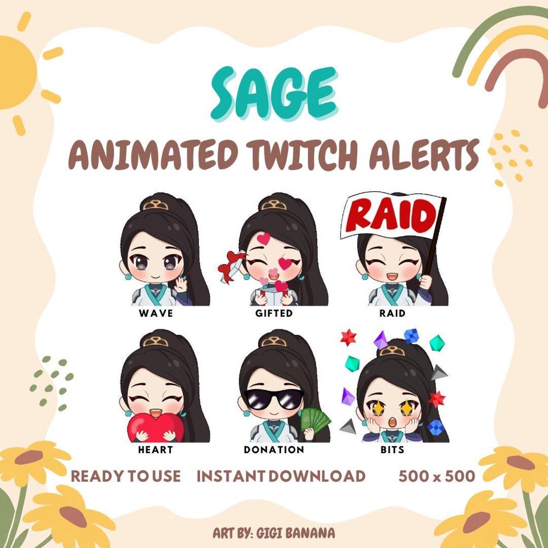 Animated Twitch Alerts - Sage Valorant, Cute Kawaii Chibi, Vtuber ...