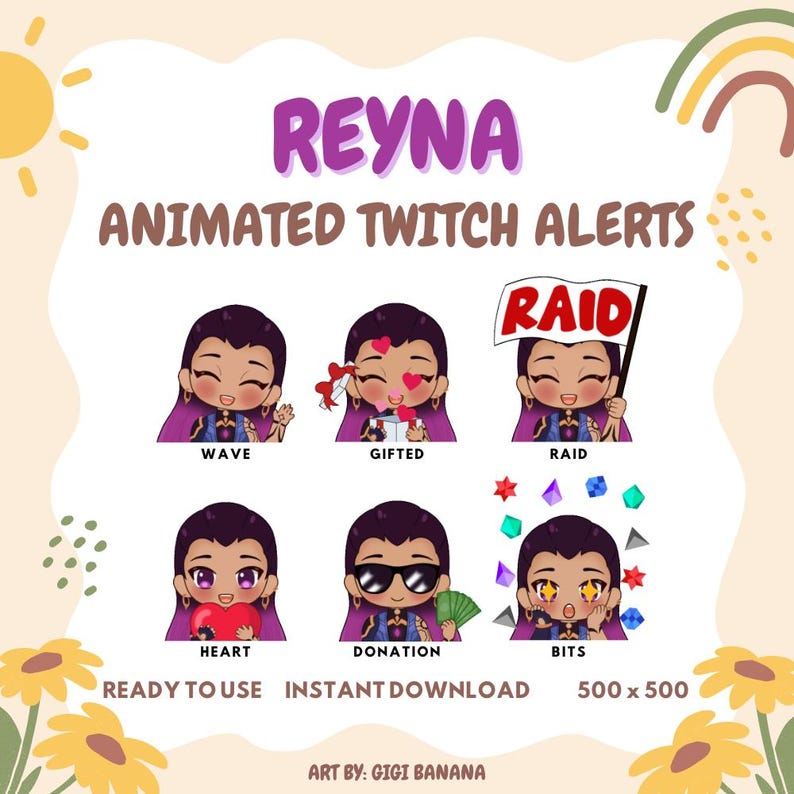 Animated Twitch Alerts - Reyna Valorant, Cute Kawaii Chibi, Vtuber ...