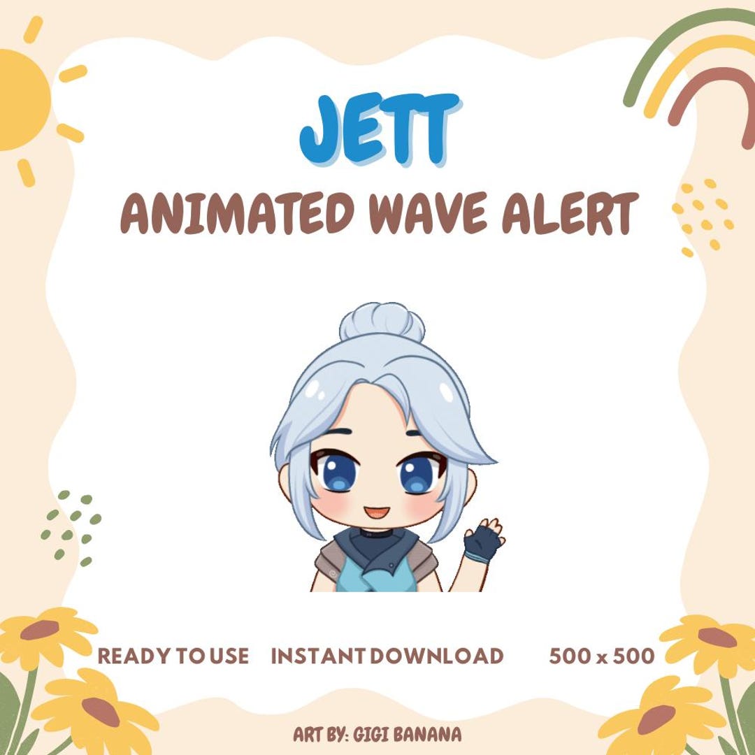 Wave Animated Stream Alert - Jett Valorant, Cute Kawaii Chibi, Vtuber ...