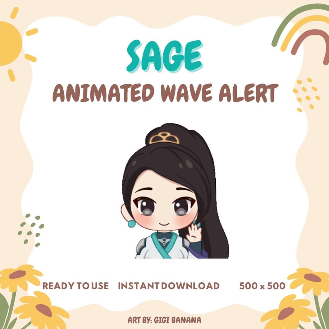 Wave Animated Stream Alert Sage Valorant, Cute Kawaii Chibi, Vtuber ...