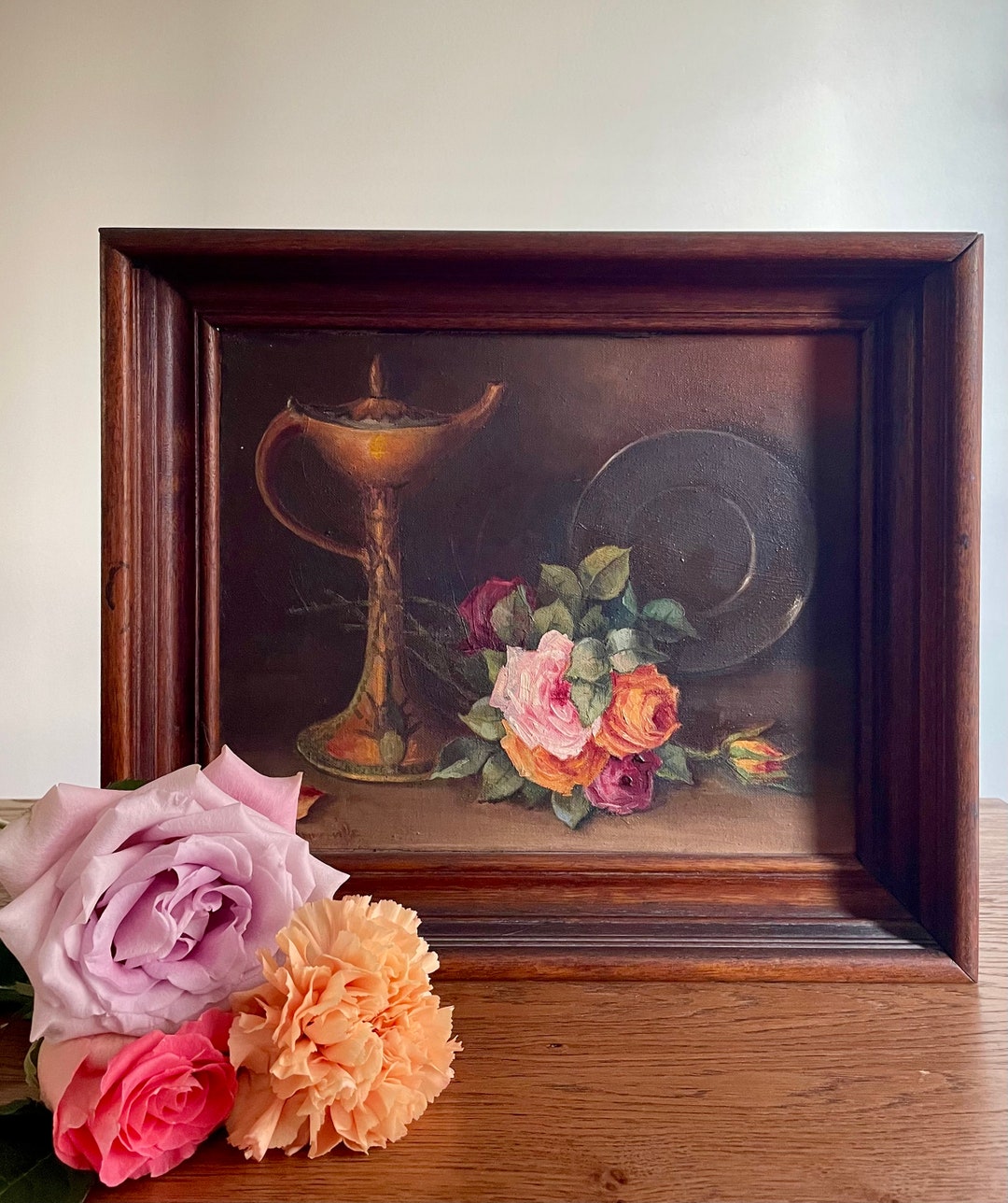 Still Life Roses Vintage Painting - Etsy