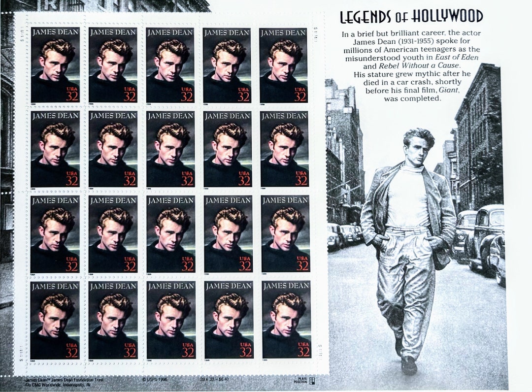 Legends of Hollywood James Dean 32 Cent Stamp Sheet MNH 1996 - Etsy