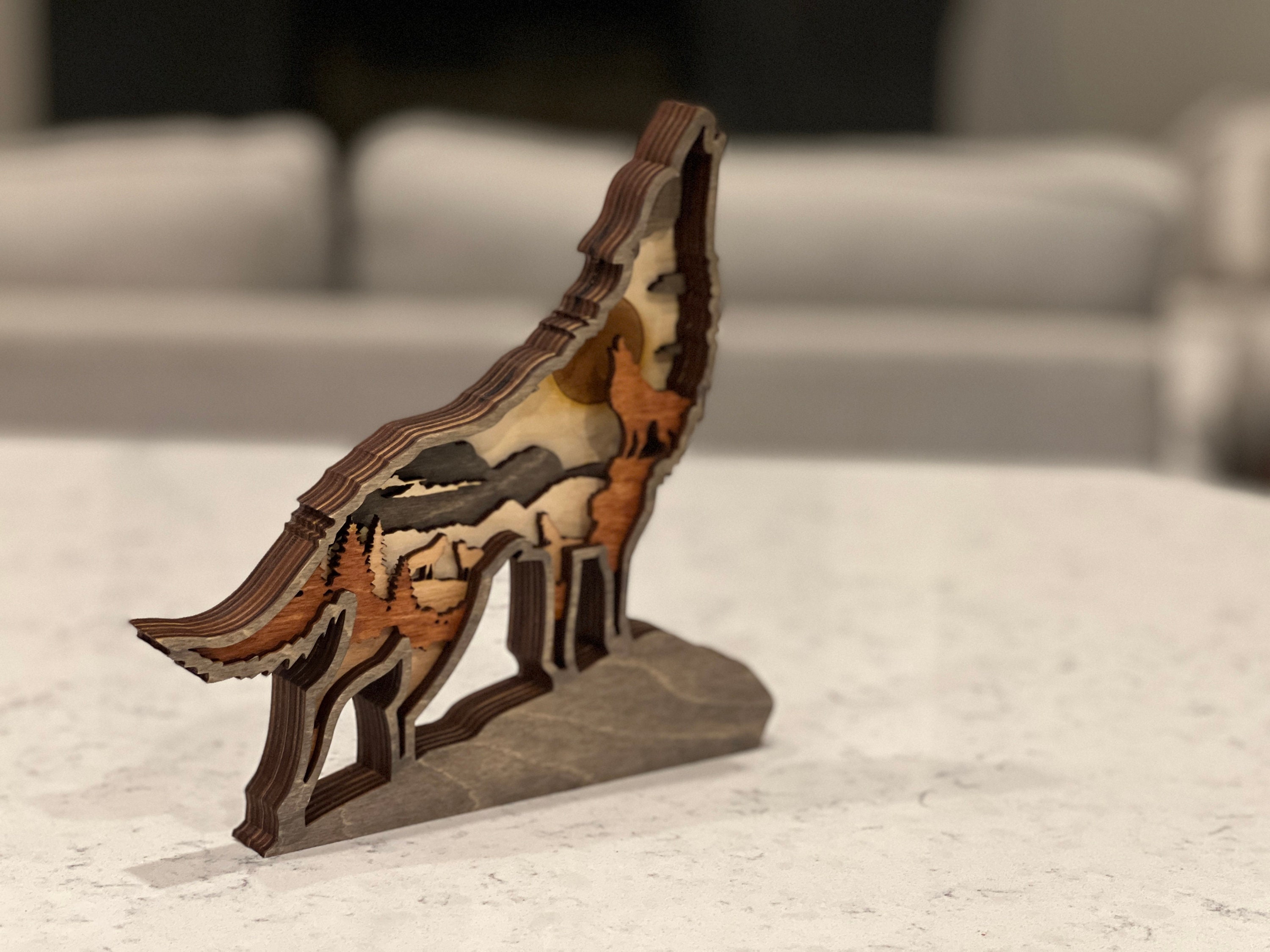 3D Wolf Art | Wooden Wolf Decor | Rustic Coyote | Mountain Decor ...