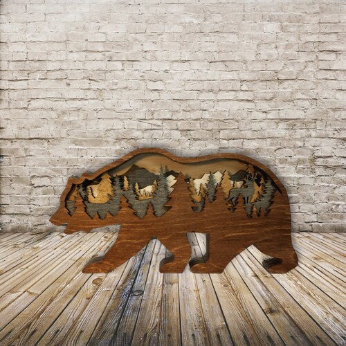 3D Bear Decor 3D Bear Art Wooden Bear Decor Rustic - Etsy
