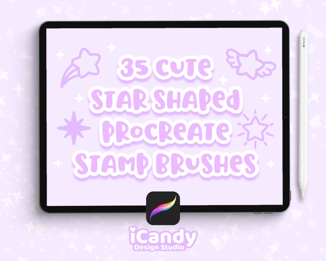 35 Cute Kawaii Star Procreate Stamp Brushes, Cute Celestial Sparkle Stamps, Aesthetic Shooting ...