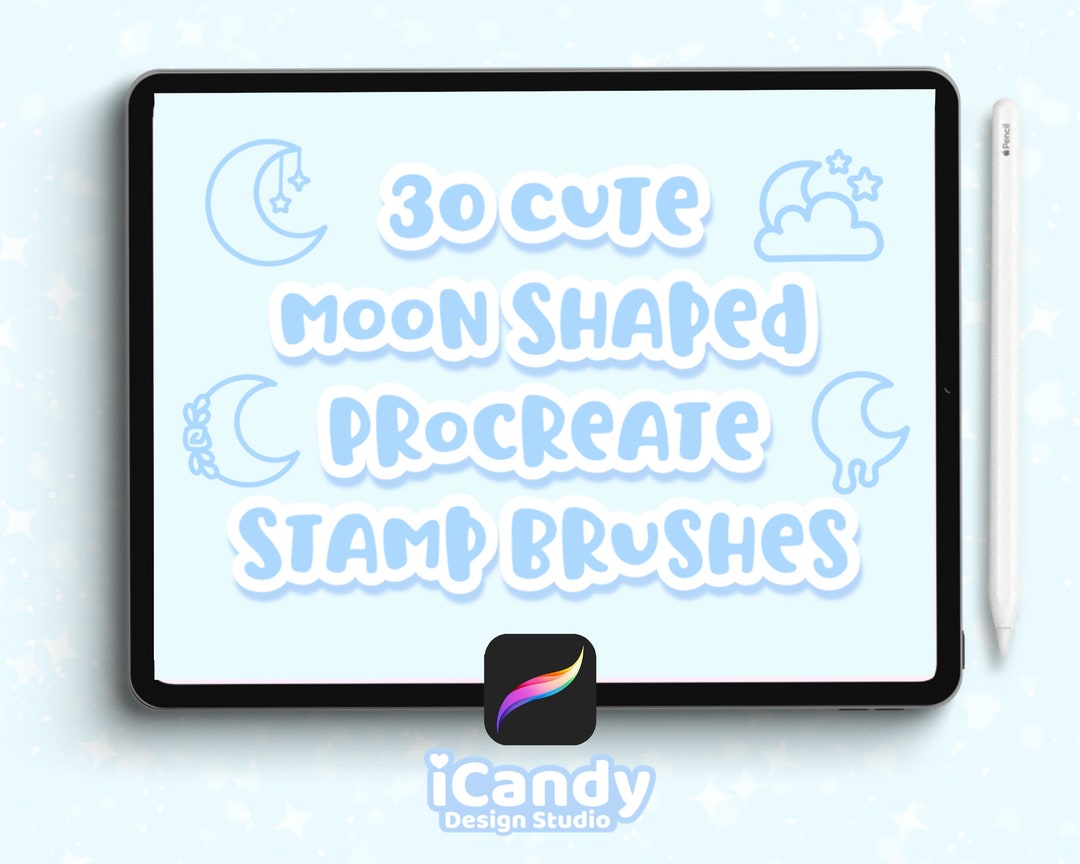Moon Procreate Stamp Brushes, Cute Kawaii Brush Set, Aesthetic Shape ...
