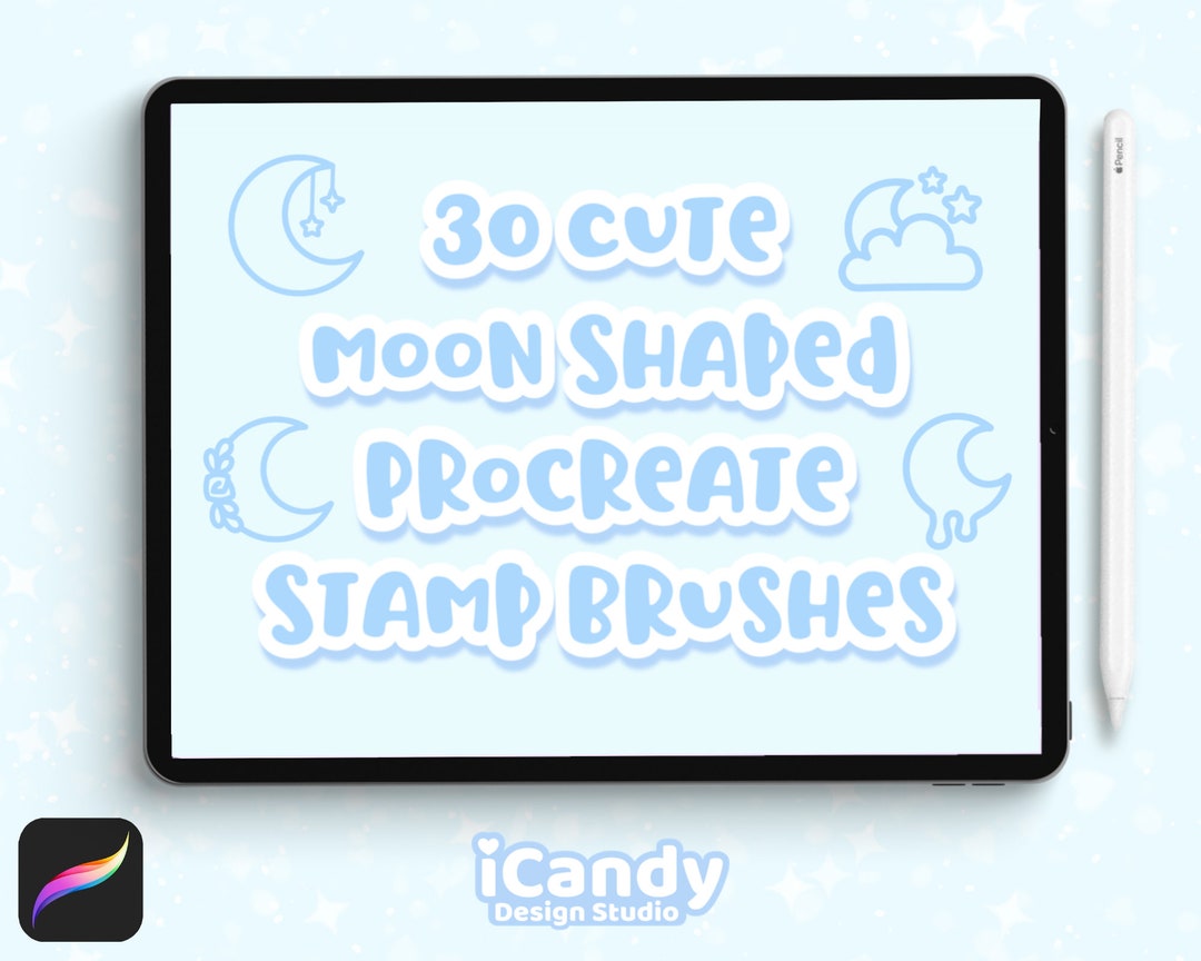 Moon Procreate Stamp Brushes Cute Kawaii Brush Set Aesthetic - Etsy