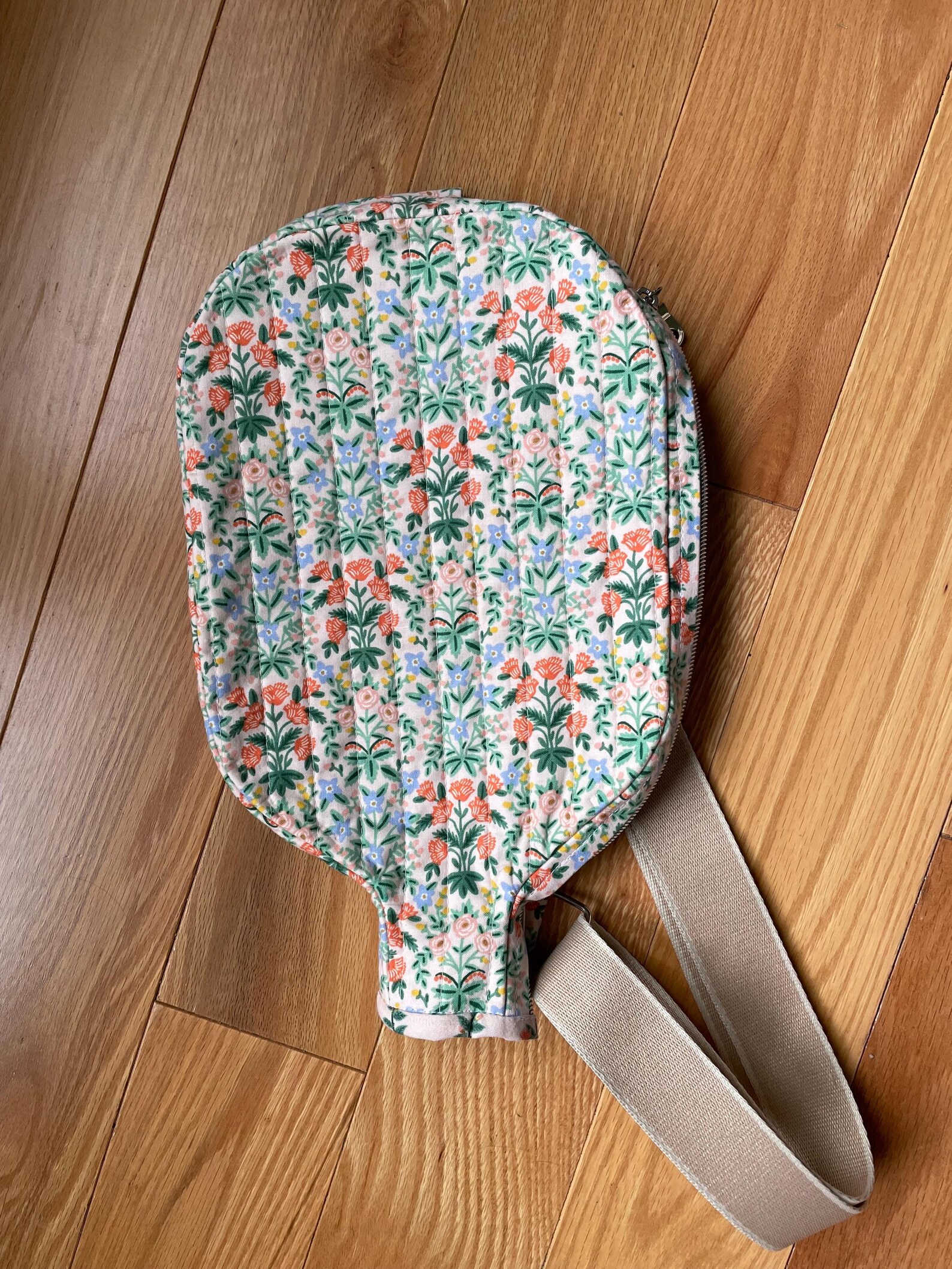 Pickleball Paddle Case With Strap, Quilted Rifle Paper Co Fabric ...
