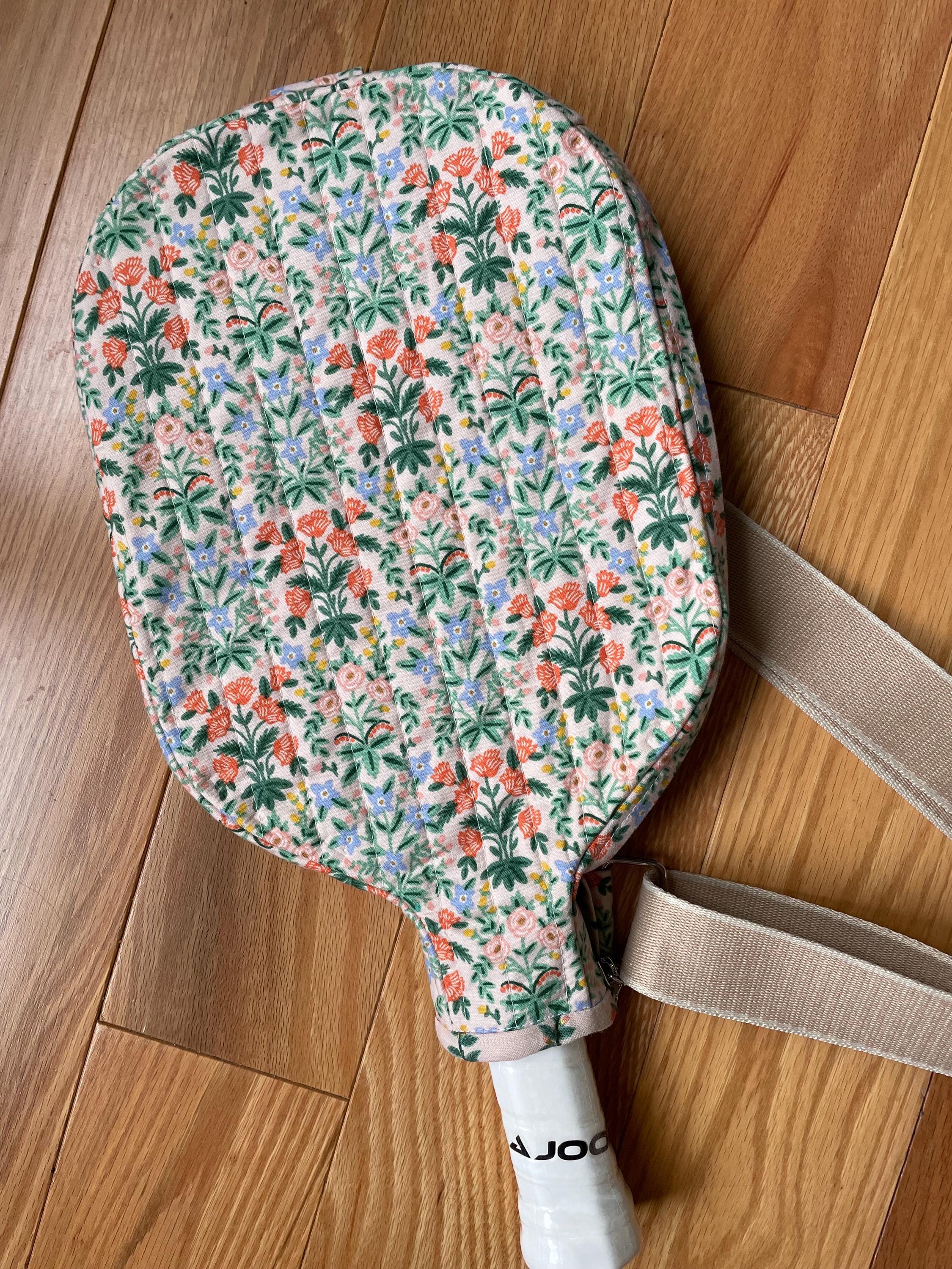 Pickleball Paddle Case With Strap, Quilted Rifle Paper Co Fabric ...