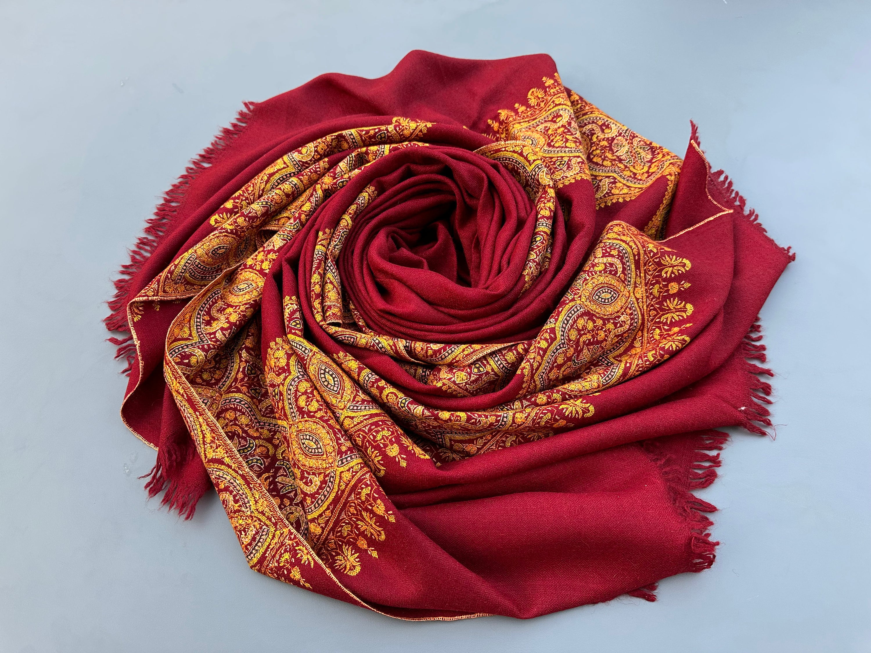 Handmade Border Pashmina Shawl Designer Dordar - Etsy