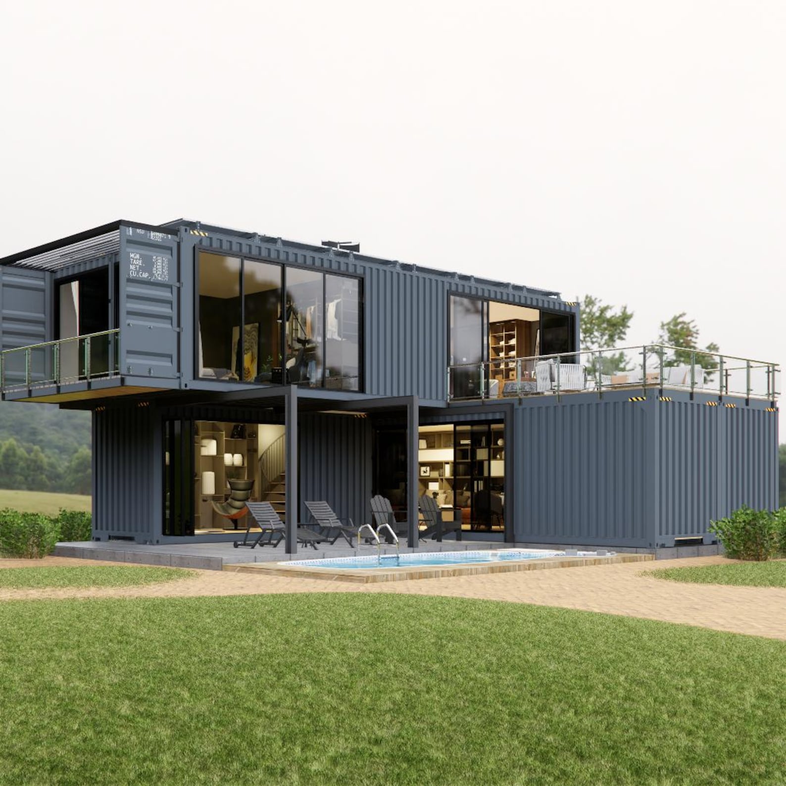 2-bedroom Container Home Plans: Architectural Drawings (4x40' & 20 ...
