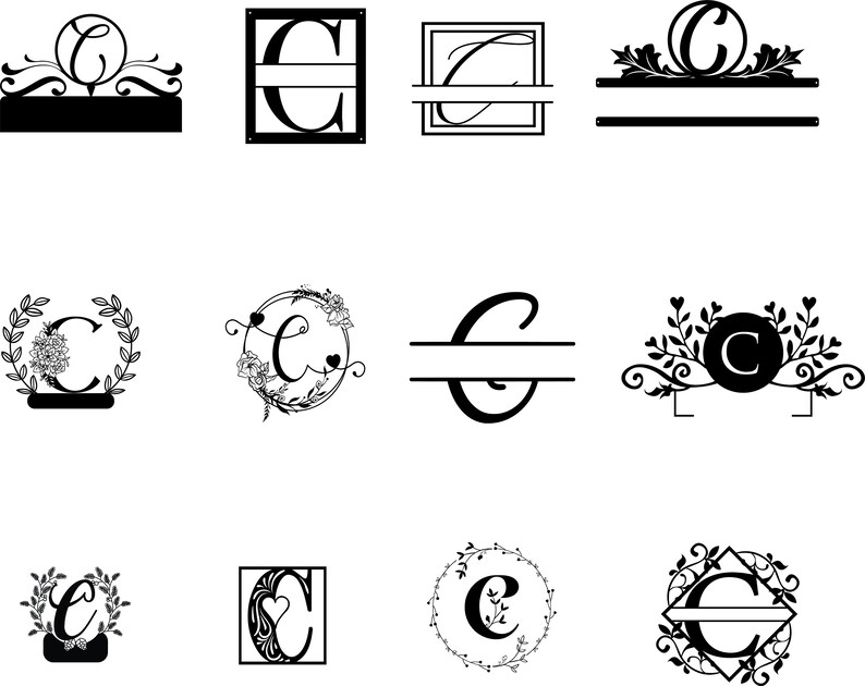 C Letter Split Monogram Alphabet Letters Monogram Svg - Etsy Australia