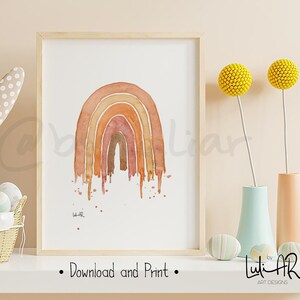Boho Rainbow Art Print. Earth Tones Rainbow Poster. Printable Rainbow ...