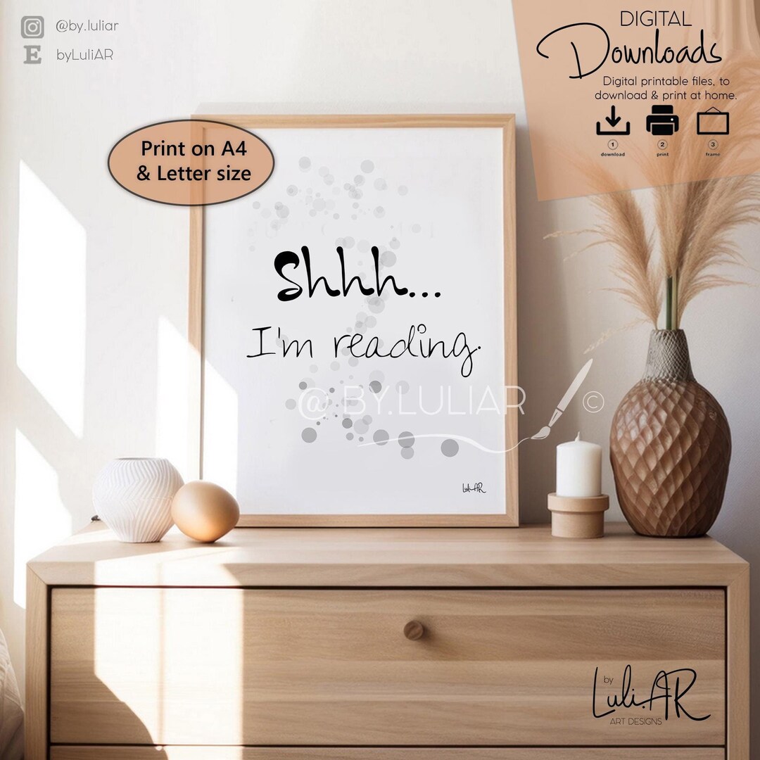 Shh I'm Reading Poster. Art Library Poster. Reading Corner. Gift for ...