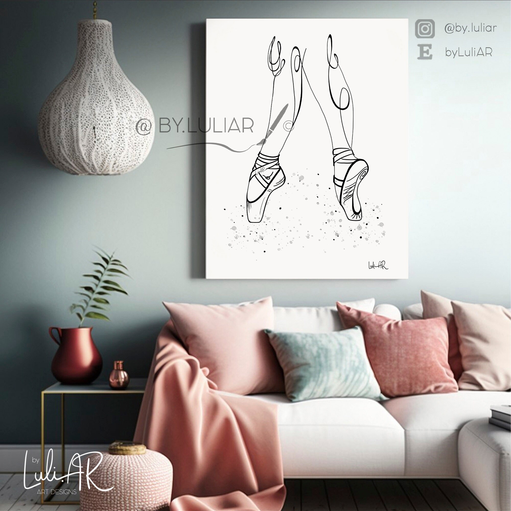 One Line Ballet Shoes Poster. Single Line Ballet Dancer - Etsy