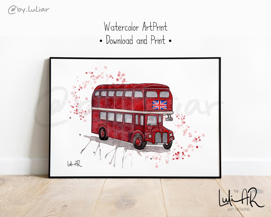 London Bus Illustration. Bus Watercolor. London Bus Art Print. London ...