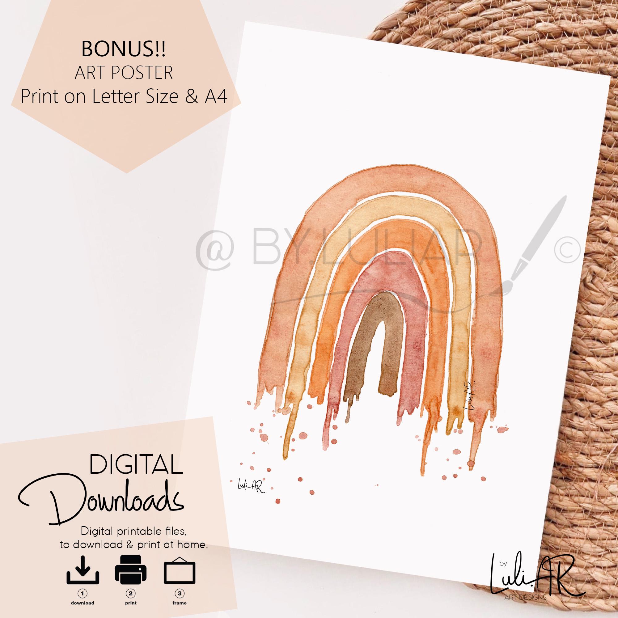 Printable Welcome Baby Card. Printable Baby Card With Boho Rainbow ...