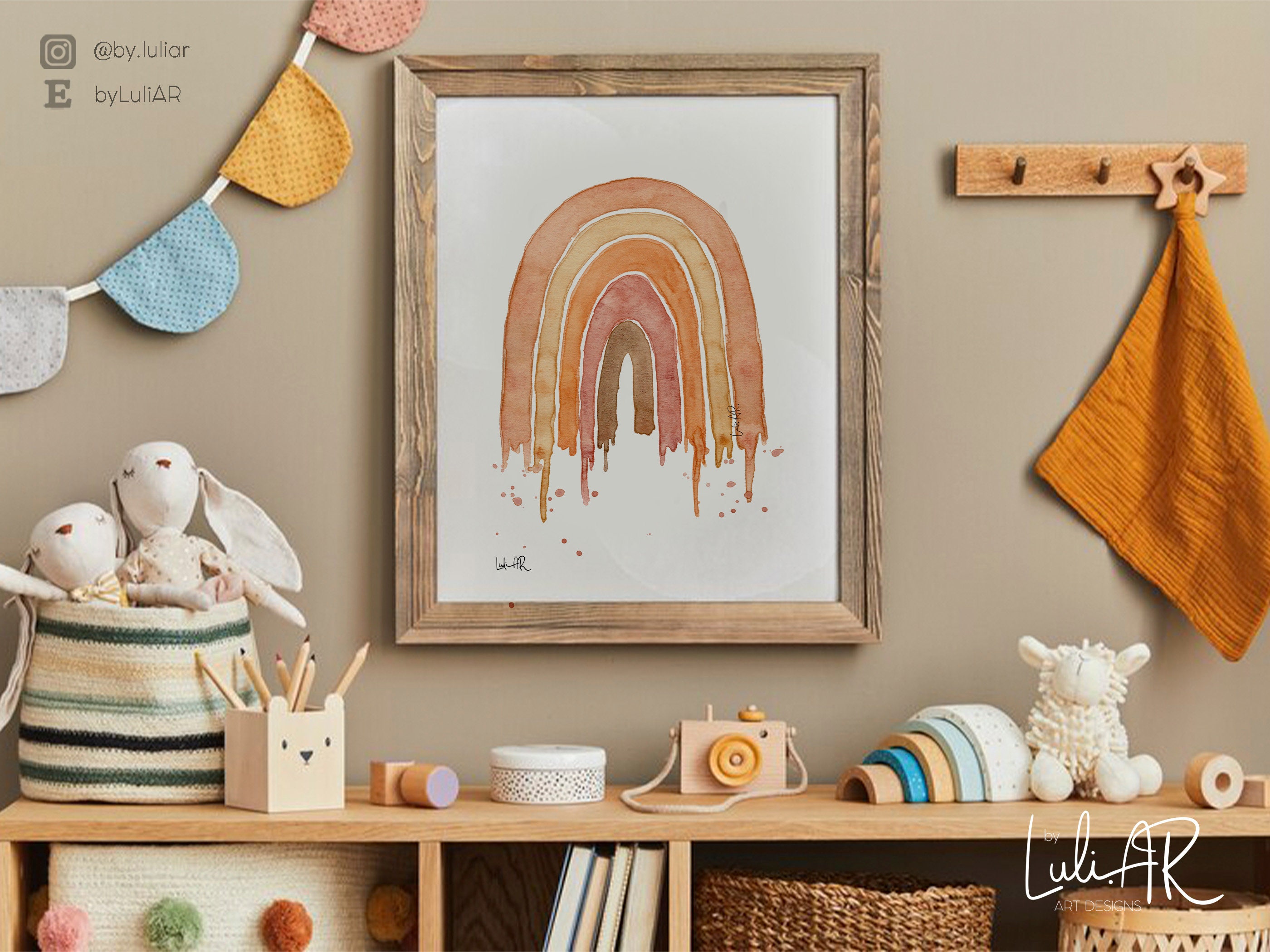 Boho Rainbow Art Print. Earth Tones Rainbow Poster. Printable Rainbow ...