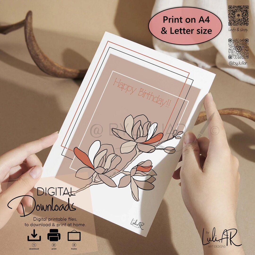 Printable Birthday Card for Flower Lovers. Printable Birthday Card for ...