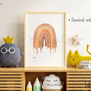 Boho Rainbow Art Print. Earth Tones Rainbow Poster. Printable Rainbow ...