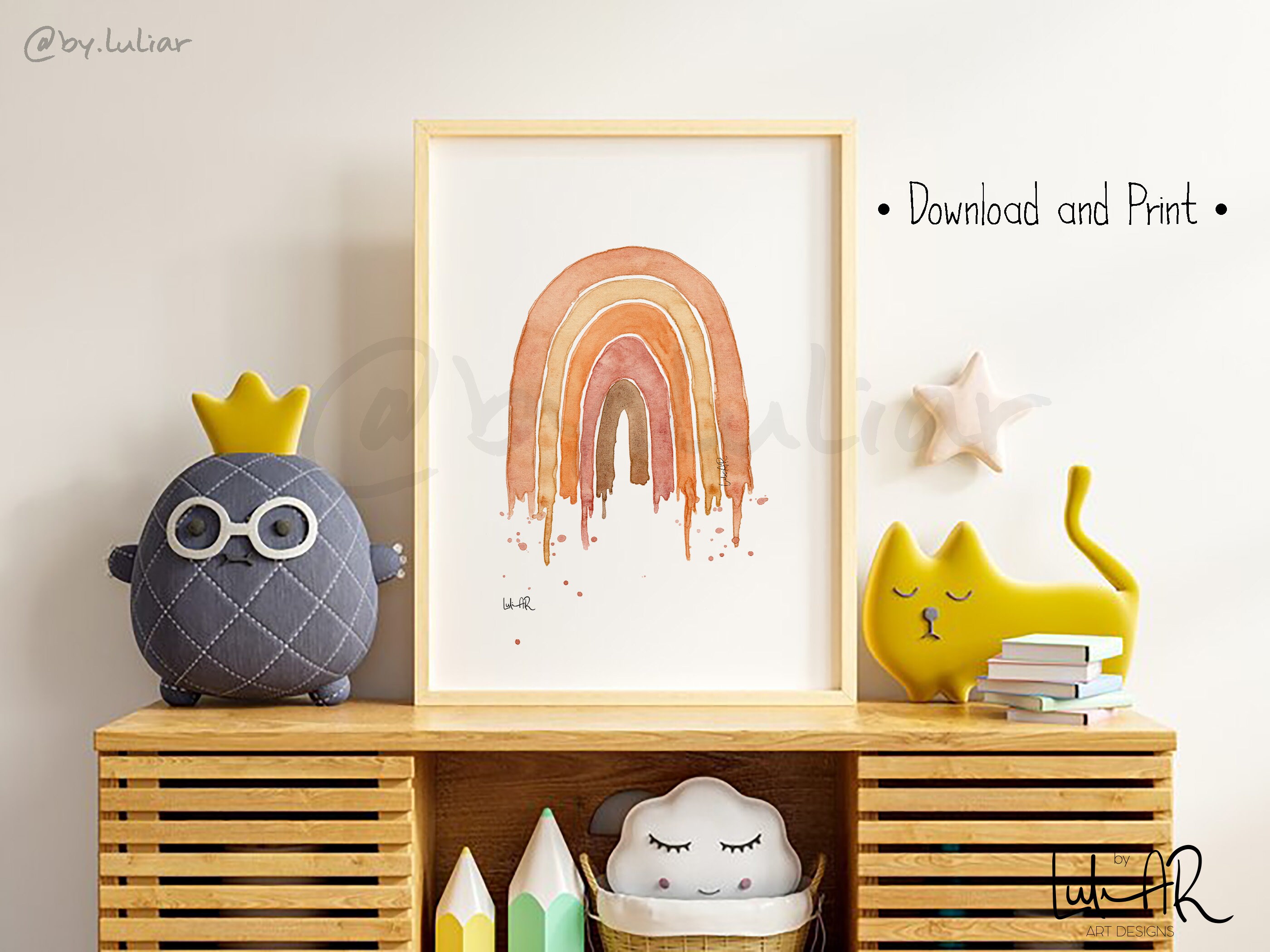 Boho Rainbow Art Print. Earth Tones Rainbow Poster. Printable Rainbow ...