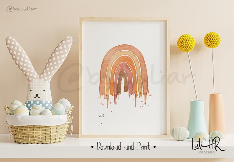Boho Rainbow Art Print. Earth Tones Rainbow Poster. Printable Rainbow ...