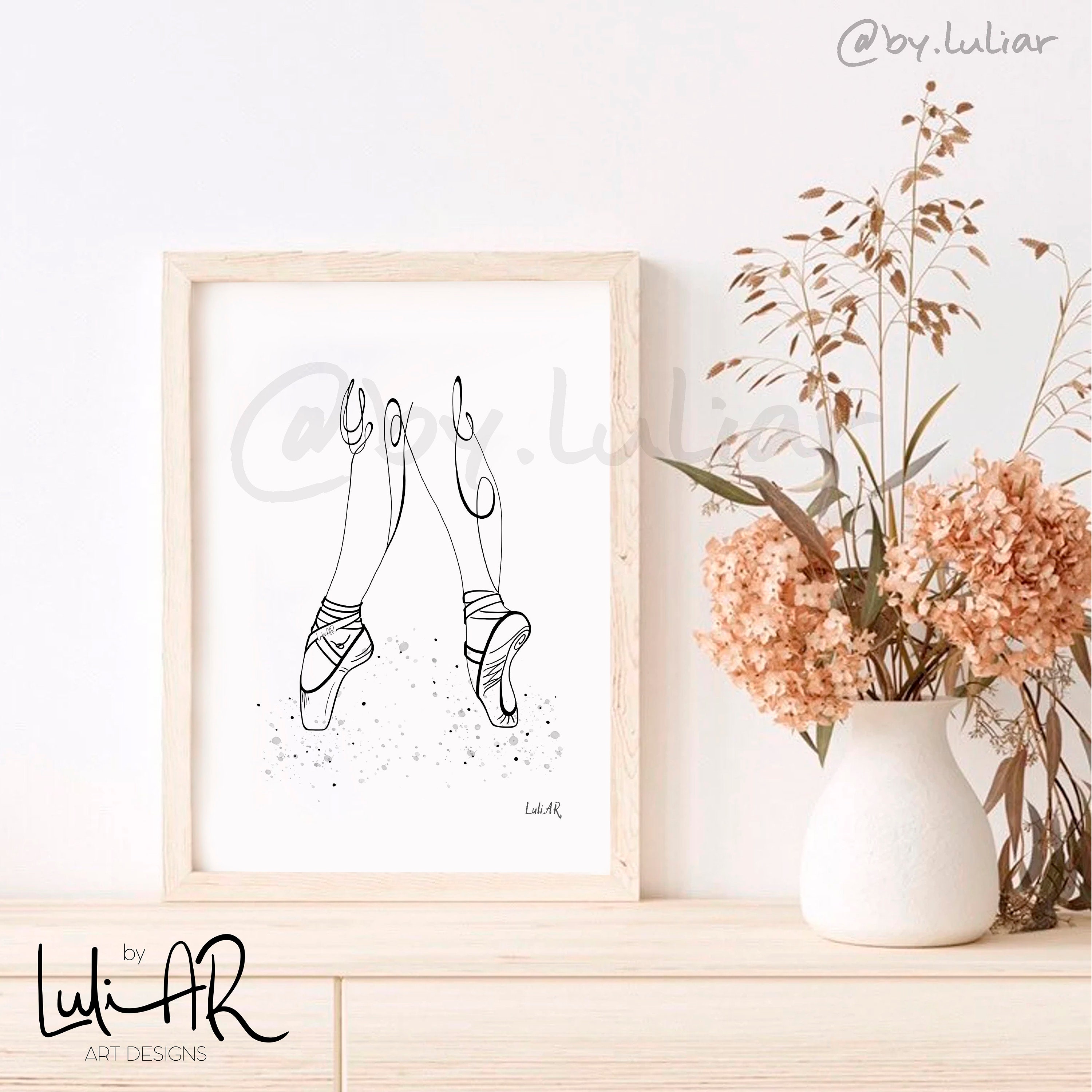 One Line Ballet Shoes Poster. Single Line Ballet Dancer Poster. Ballet ...