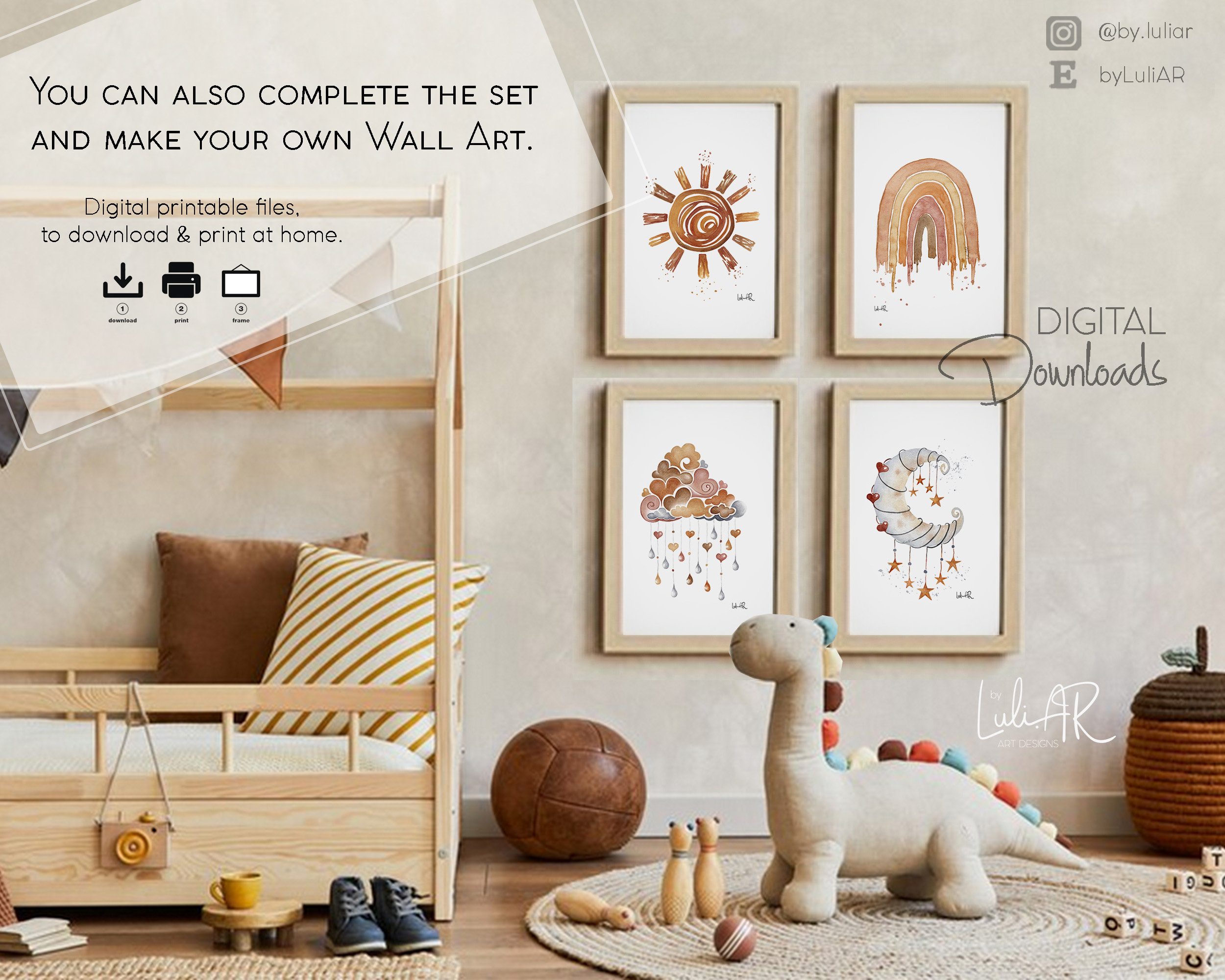 Boho Rainbow Art Print. Earth Tones Rainbow Poster. Printable Rainbow ...