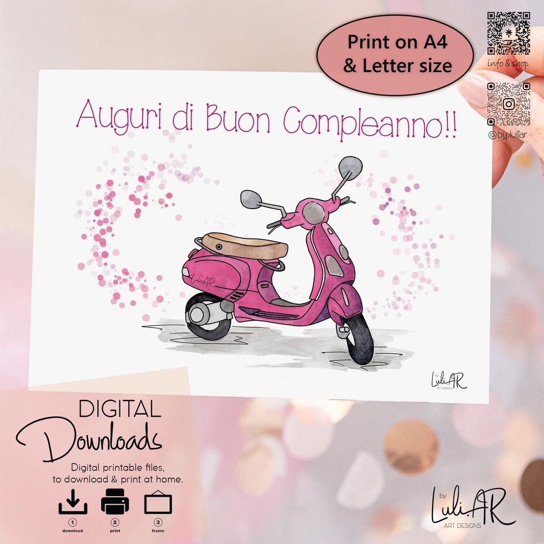 Printable Birthday Card for Italy Lovers. Birthday Card for Her ...
