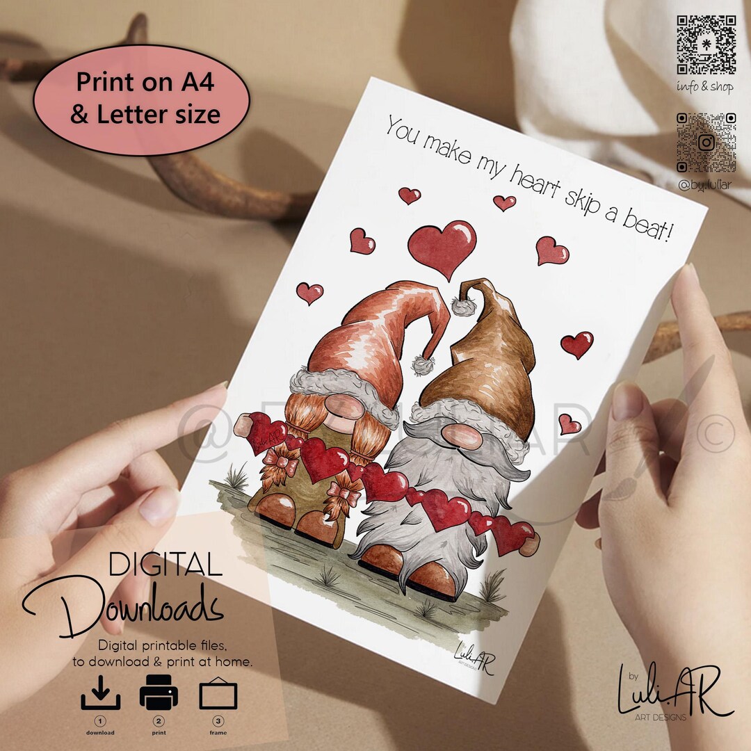 Printable Valentine Card. Valentine Folding Card. Lovely Valentines Day ...