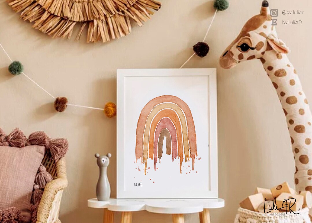 Boho Rainbow Art Print. Earth Tones Rainbow Poster. Printable Rainbow ...