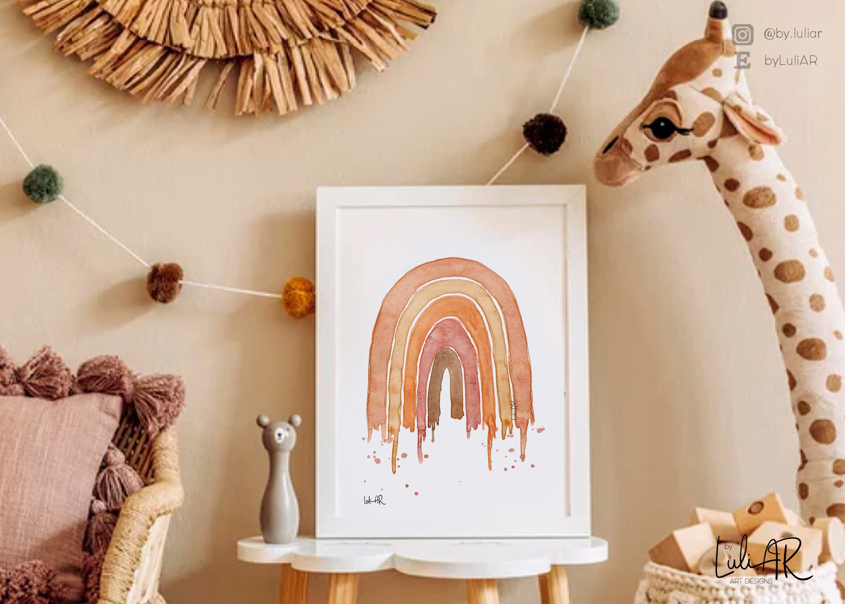 Boho Rainbow Art Print. Earth Tones Rainbow Poster. Printable Rainbow ...